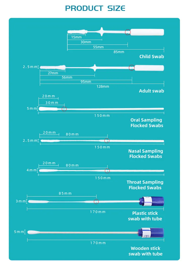 Specimen Collection Rayon Sterile Disposable Sampling Swab Sticks 178mm ...