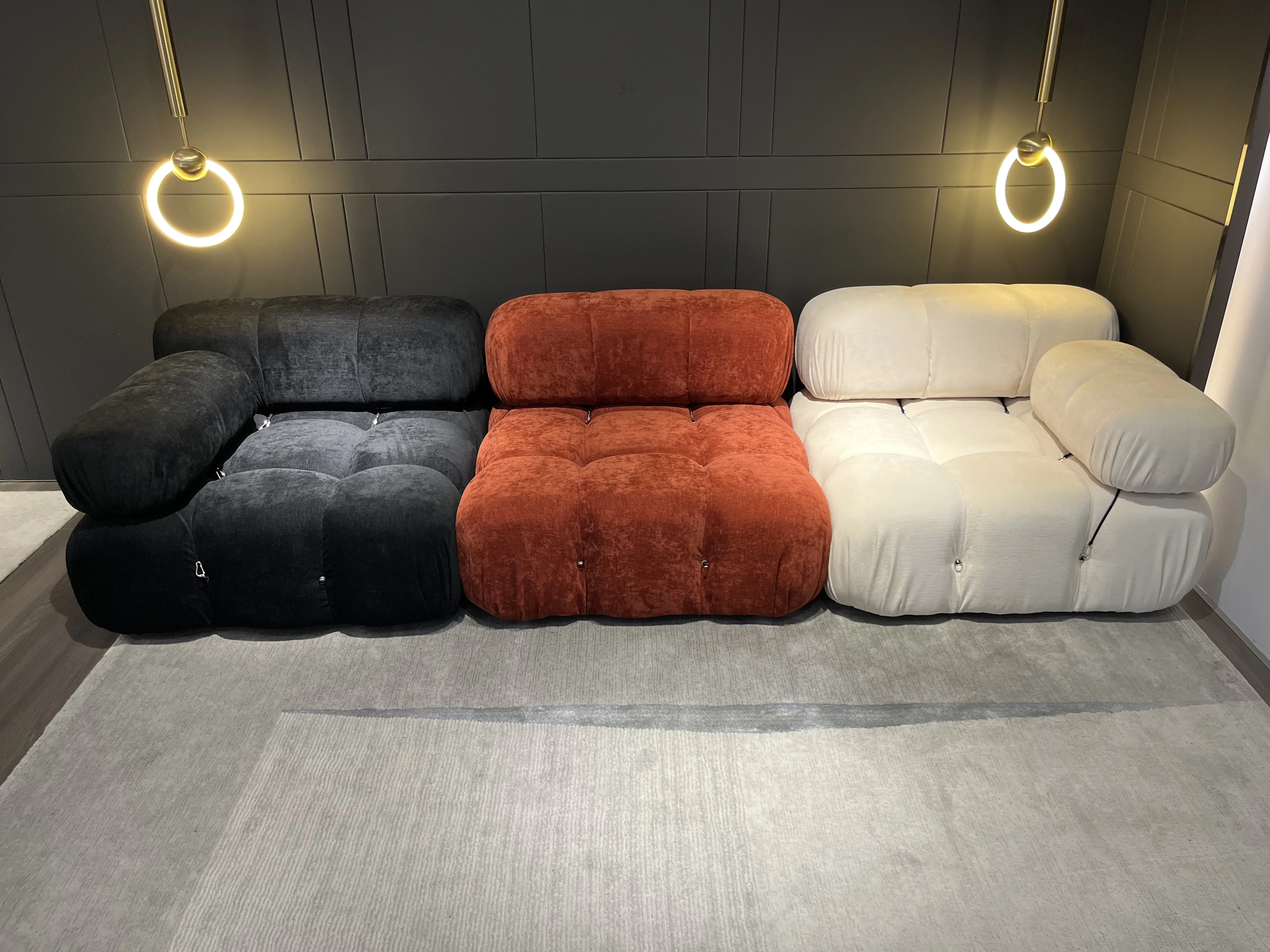 Modern Mario Bellini Modular Sectional Sofa - Velvet Boucle