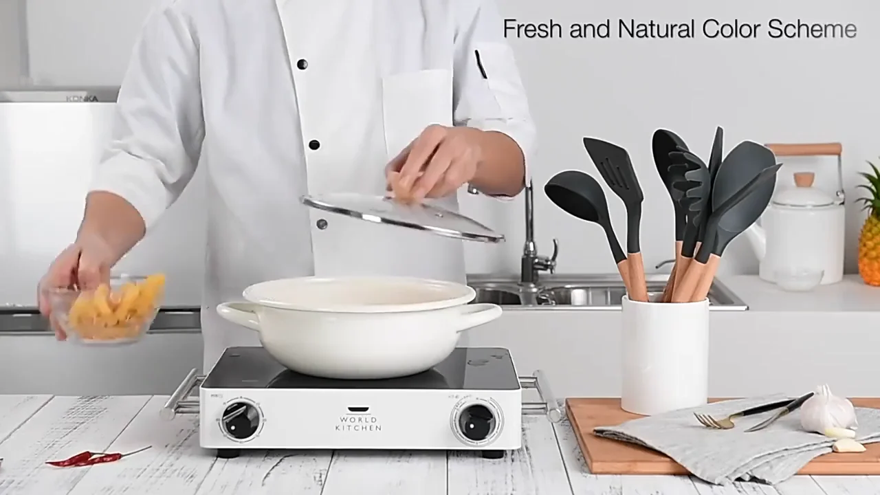 Home Kitchen Luxury 7 Pieces Kitchen Cooking Tools Silicone Cooking ...