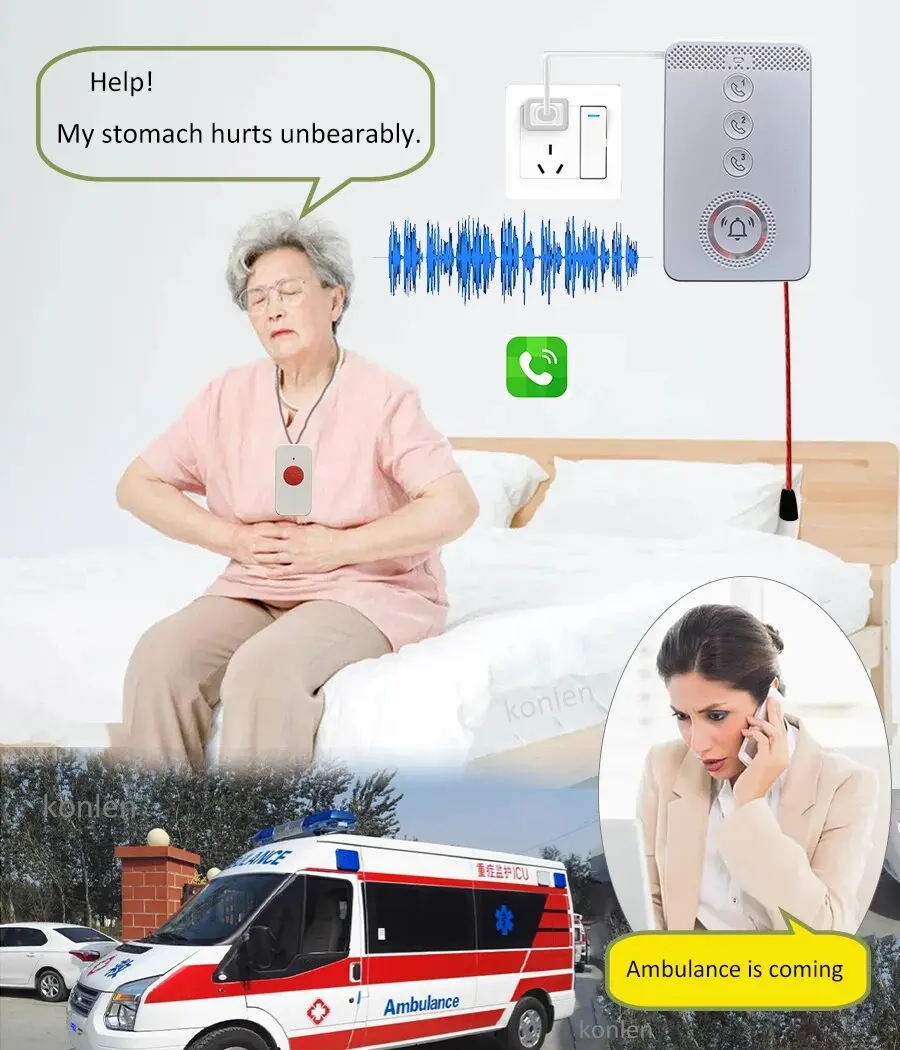KONLEN 4G Call Button System - Emergency SOS for Elderly