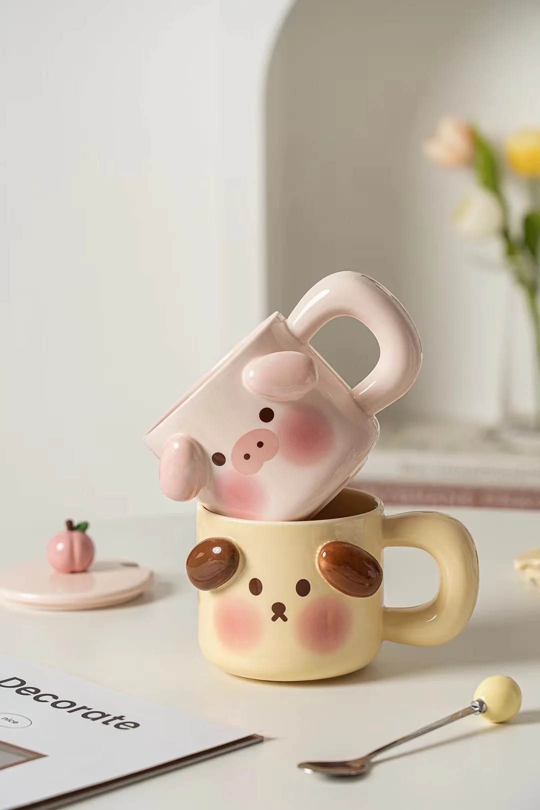 Cute Animal Pig Mug Cartoon Bear Ceramic Coffee Mugs For Girls - Buy ...