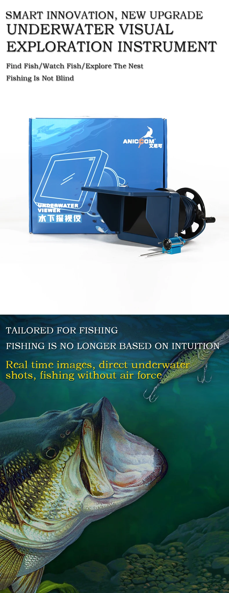 Hot New Arrival 5 Inch Visual Fish Finder 45m Underwater Video Probe ...