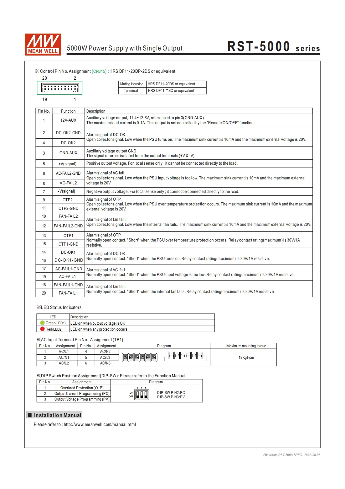 Mean Well 5000w Power Supply With Single Output Rst-5000-48 - Buy Mean ...