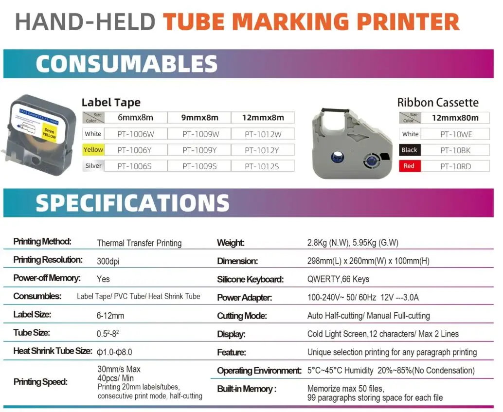 Puty Pt1010 Pvc Tube Printer For Heat Transfer Vinyl, 300dpi, Oem