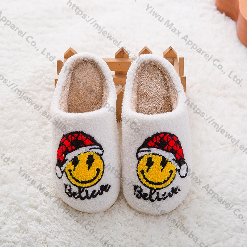 Custom Colorful Smiley Face Slippers Smile Leopard Concha Embroidered ...