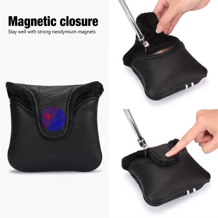 Custom Design Pu Leather Black Magnetic Spider Pattern Golf Cover Mid ...