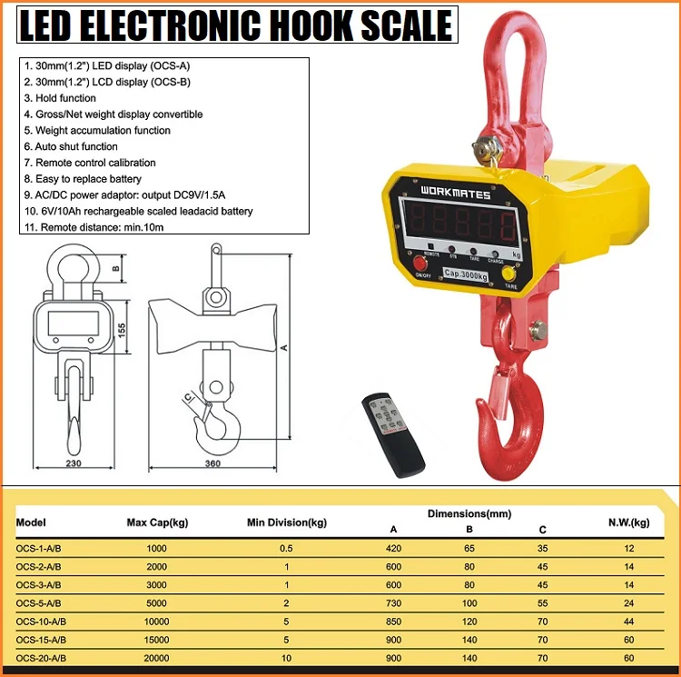 Industrial Overhead Weighing Scale Hanging Crane Scale 2t 5t 3000kg ...