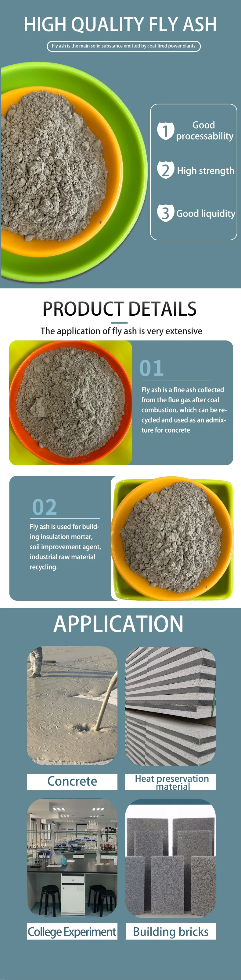Fly Ash for Concrete & Cement Mix - 325mesh & 1250mesh, Enhances ...