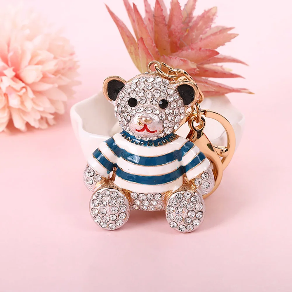 High Quality Small Luxury Diamond Teddy Bear Key Chain Crystal Keychain ...