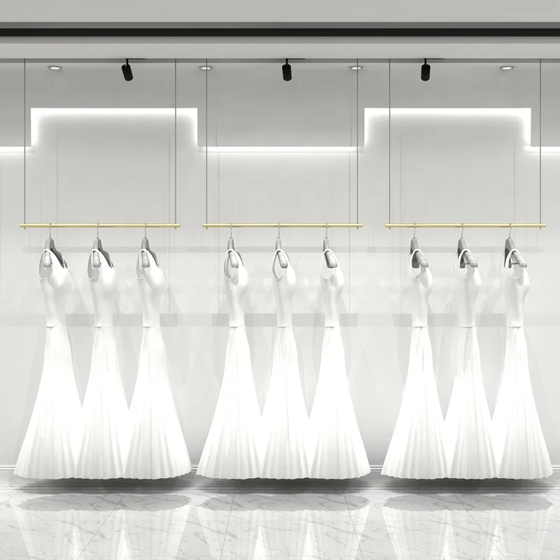 Boutique Bridal Shop Custom High-end Stainless Steel Wall Side Hanging ...