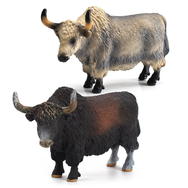 Simulation plateau yak model set solid static large cow decoration toy ...