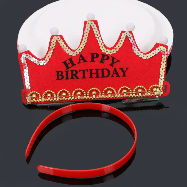 Multicolor Happy Birthday Flashing Led King Crown Headband Birthday ...