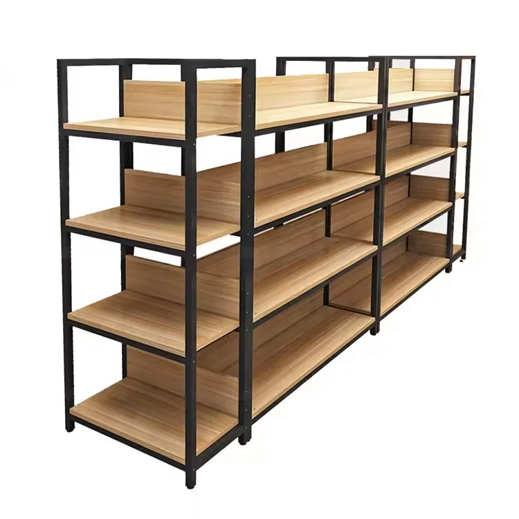 High quality wood Shelving Unit Display Stand single sided shelves for supermarket customizable Alibaba