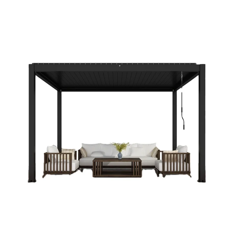 Open-air Electric Aluminum Alloy Pergola,Surrounded By Windproof Roller ...