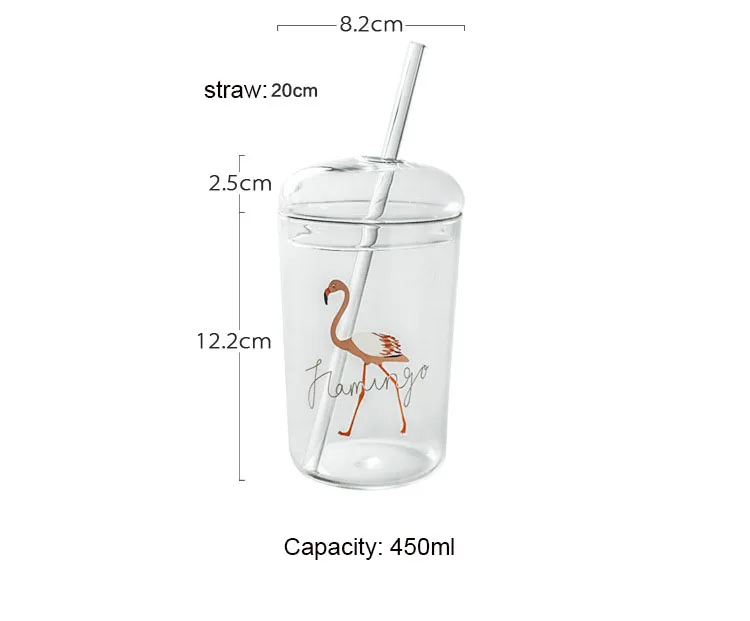 450ml Bubble Tea High Borosilicate Glass Water Cup Reusable Juice ...
