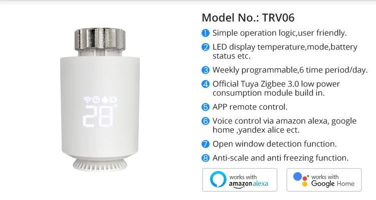 Avatto Zigbee Smart Trv Programmable Smart Thermostat Radiator Valve ...