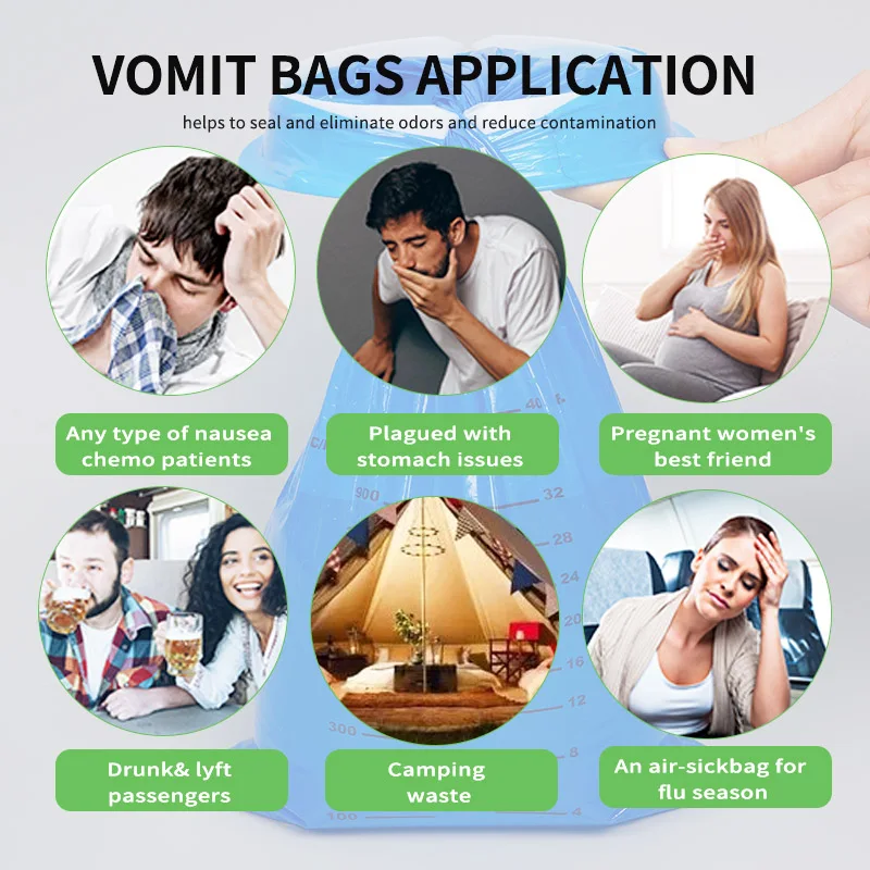 Portable Disposable Medical Plastic Leakproof Emesis Bags Vomit Bag ...