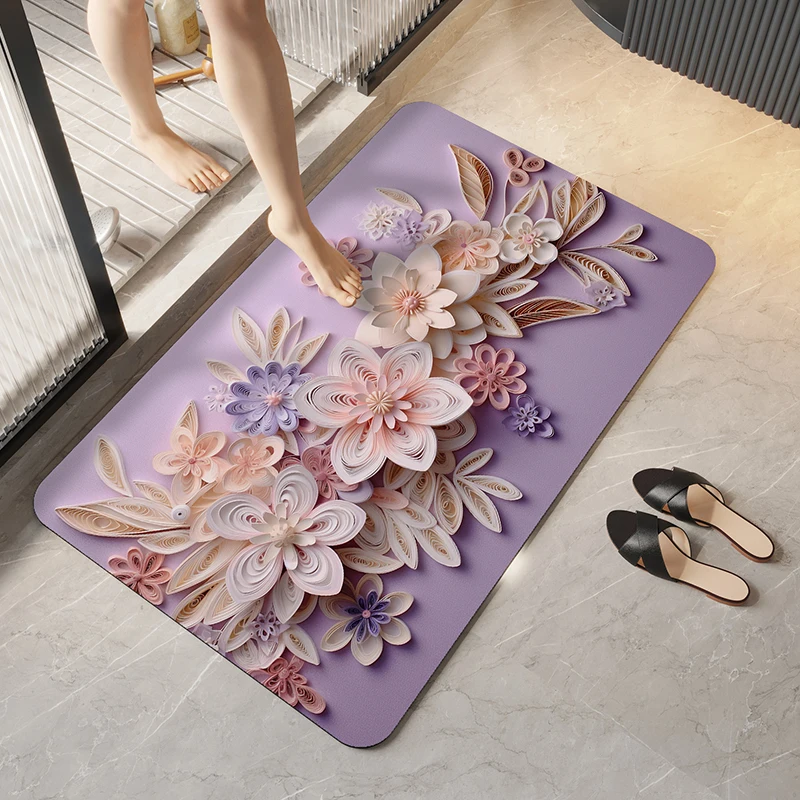 Soft Flower 3D Bathroom Mat - Absorb Water & Antislip