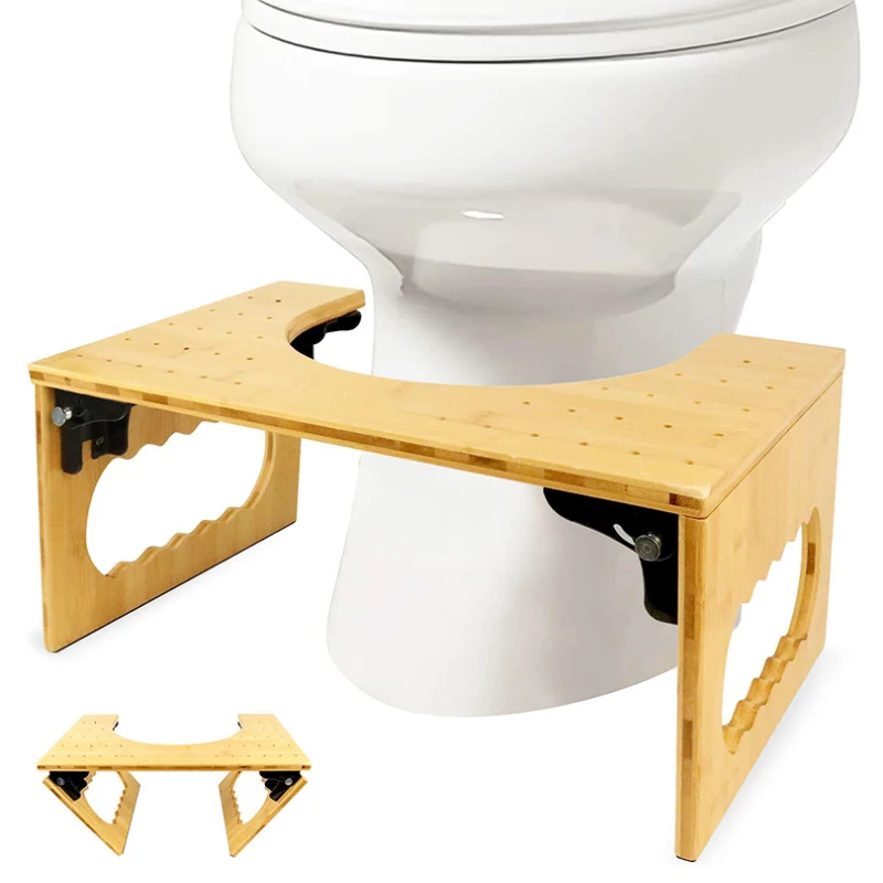 Toilet Stool Bamboo Toilet Potty Stool Foldable Bathroom Poop Stool ...