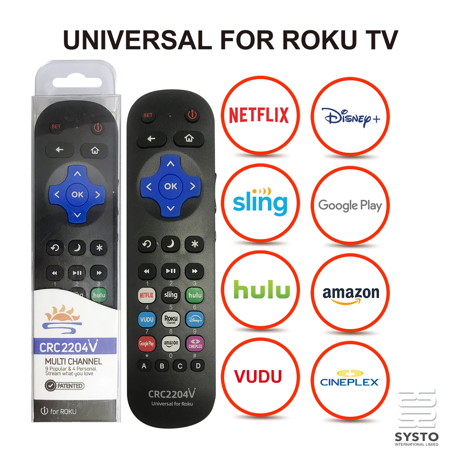 CRC2204V Universal Remote Control for Roku Tvs - Voice Control