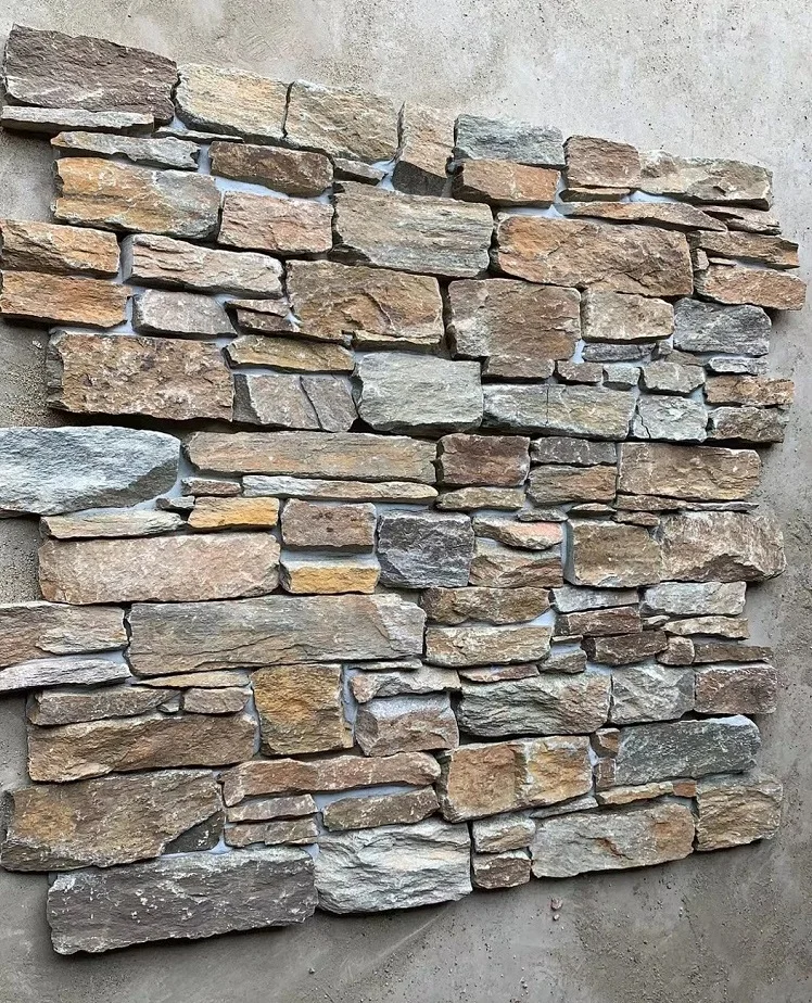 Wall Stone Cladding Rusty Quartzite Cement Ledgestone