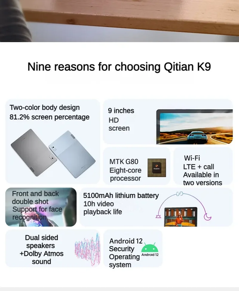 Global Firmware Lenovo Pad K9 Tablet 9 Inch 4G+64G Android 12 Tablet ...