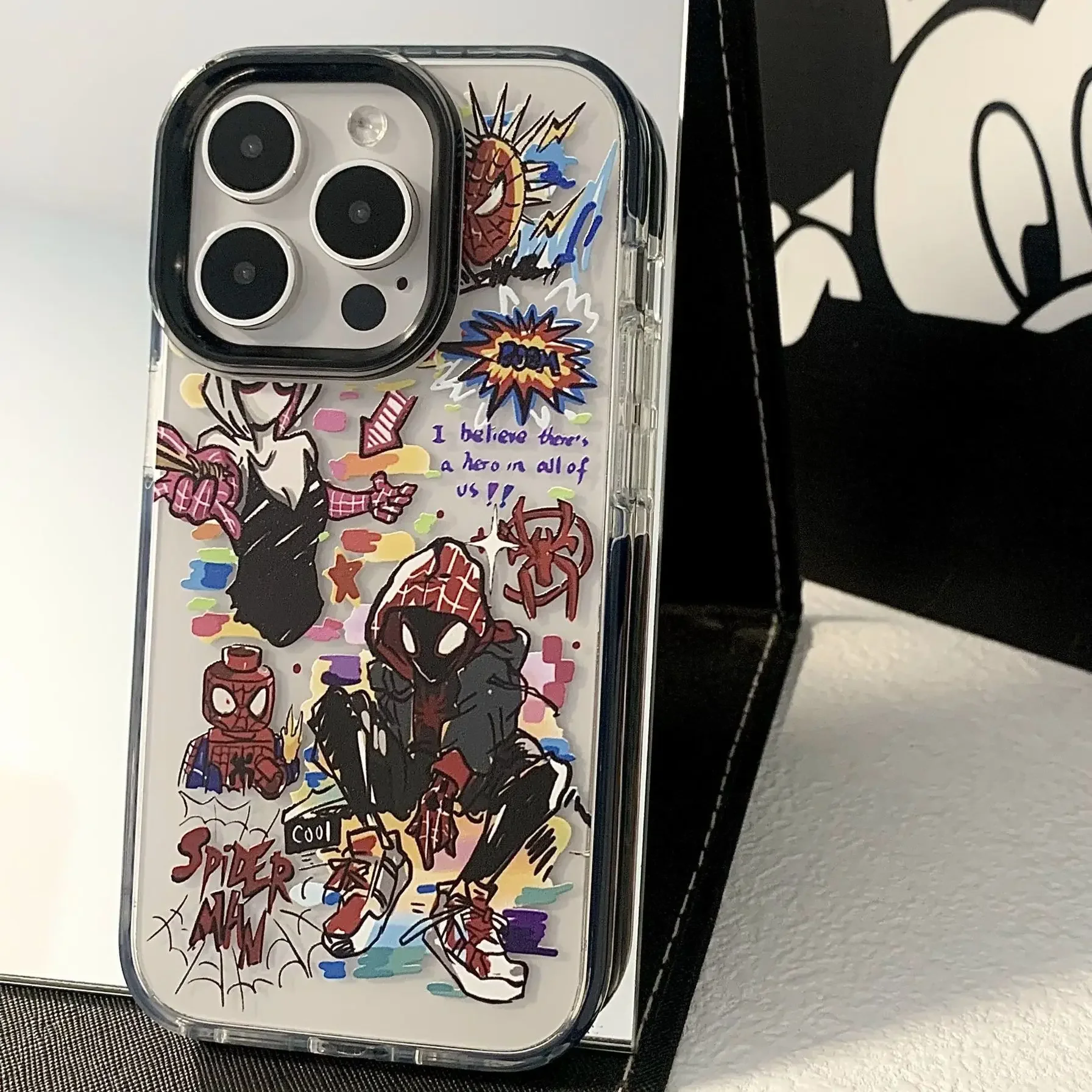 MINISO Marvel Full Screen Oil Dazzling Cool Spider-Man Phone Case For ...