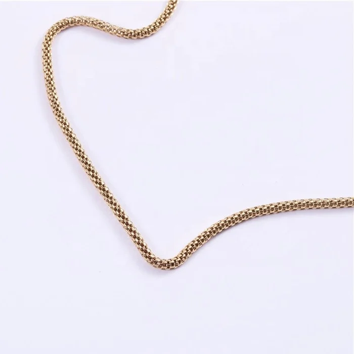 18k Gold Plated Stacking Stainless Steel Popcorn Round Chain Necklace ...