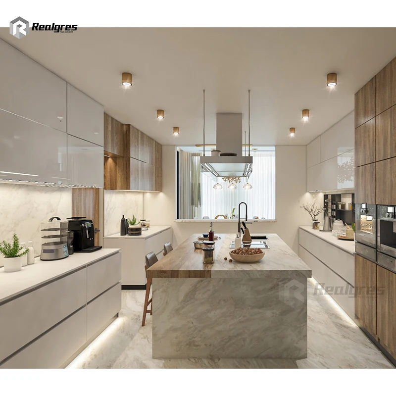 Realgres Cuisine Complete White Kitchen Design Cupboards Modern Wood Lacquer High Gloss Acrylic ...