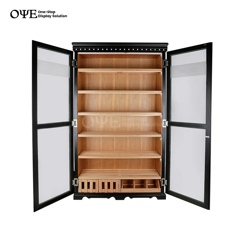 Wooden Cigar Showcase - Elegant Display for Smoke Shops