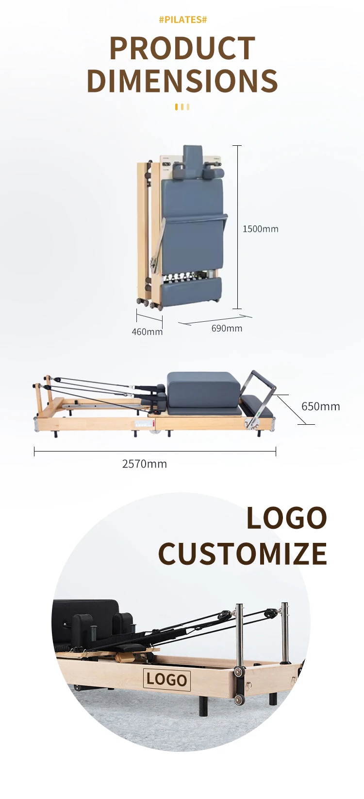 Foldable Pilates Reformer - Multifunctional Yoga Machine