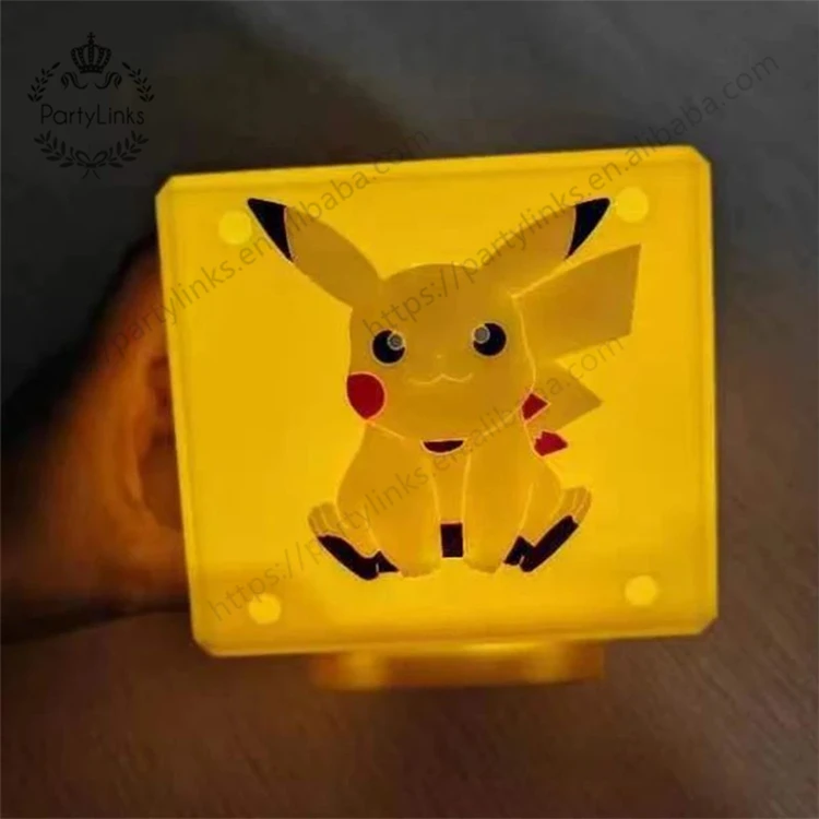 Pikachu Press and Sound Rechargeable Night Light Square Lamp Super Led ...