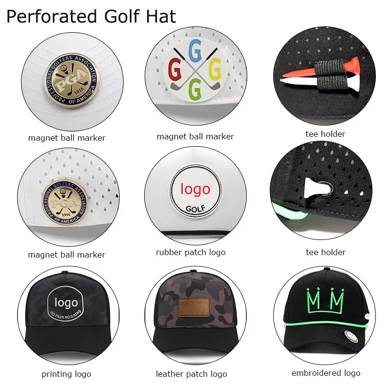 HS41 White Custom Embroidered Logo Women Men Golf Hat