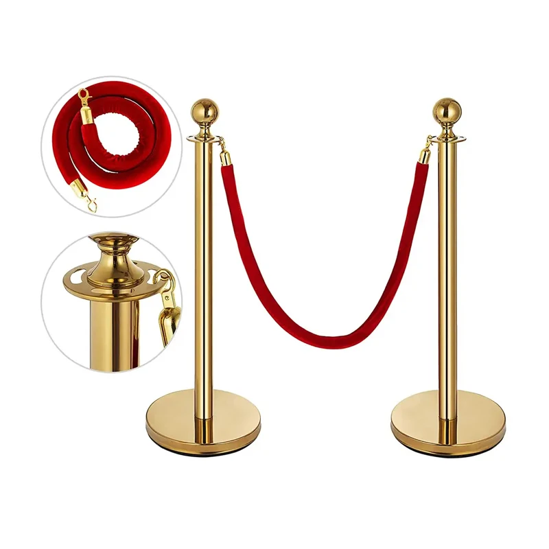 Event Celebrity Red Carpet Queue Barrier Post With Red Velvet Rope Set ...
