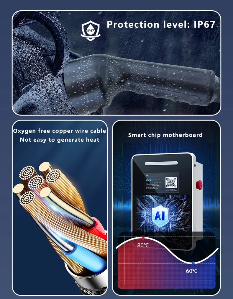 Type1 Wall Mounted 11.5kw 48a 240v Ev Charger Level 2 App Control Smart ...