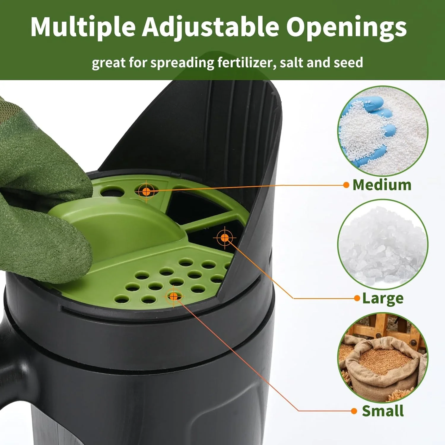 2.5L Hand Spreader Fertilizer Seeds Shaker with Multiple Adjustable ...
