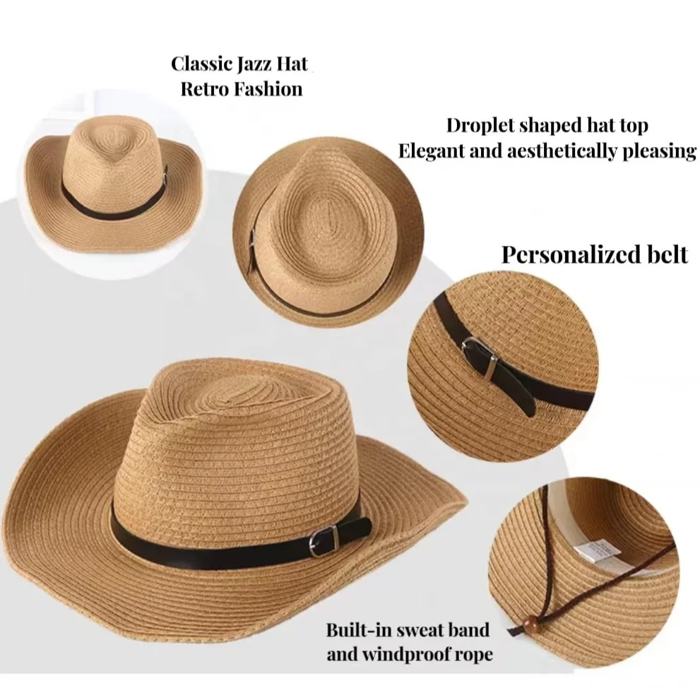 Ruimantike Wide Brim Straw Hat Women's Beach Sun Hat Collapsible ...