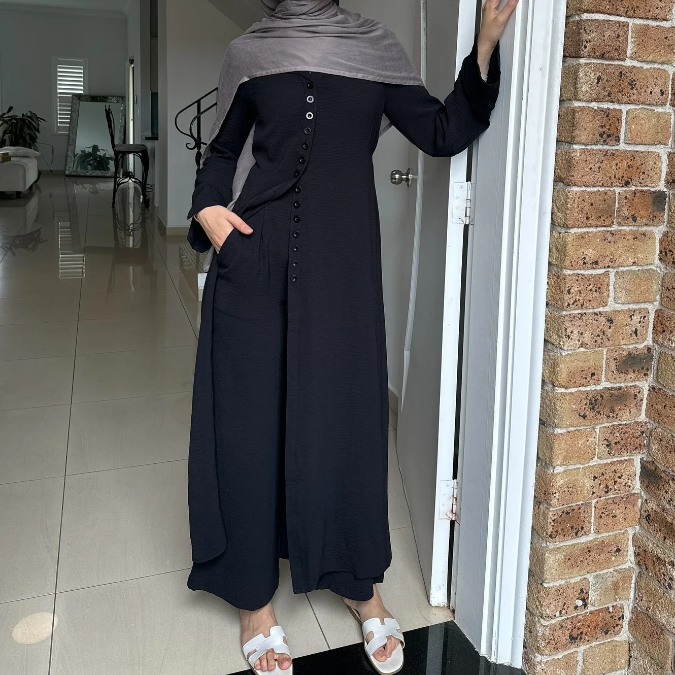 2025 Ramadan New Abaya Turkey Style Crepe Modest Muslim 2 Piece Abaya ...