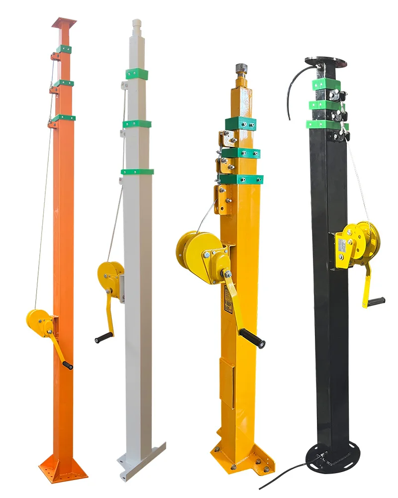 3-9M CCTV Telescopic Manual Winch Mast with Hand Crank