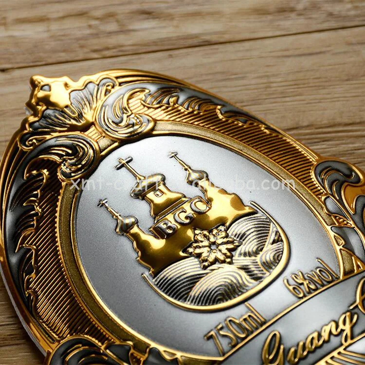 Custom Zinc Alloy Metal Gold Plate Logo 3d Embossed Metal Private For ...