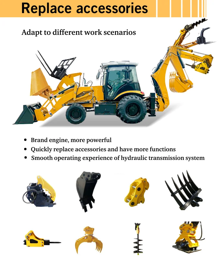 4WD Backhoe Loader - 2.5ton Hydraulic Transmission Power