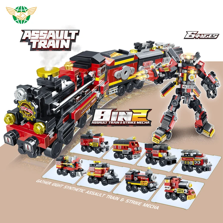 DIY Plastic Transform Robot Building Block Mecha Train Toy