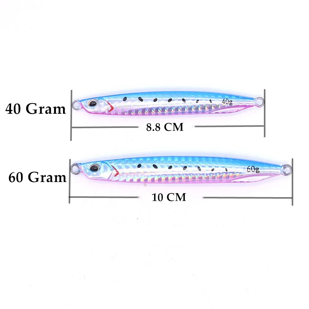 40g 60g Jig Shone Hard Spinning Bait Metal Jigger Fishing Lure Bass ...