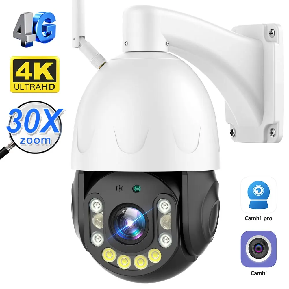4K 8MP Camera WIFI/4G SIM Card POE 30X PTZ Outdoor Human Auto Tracking ...