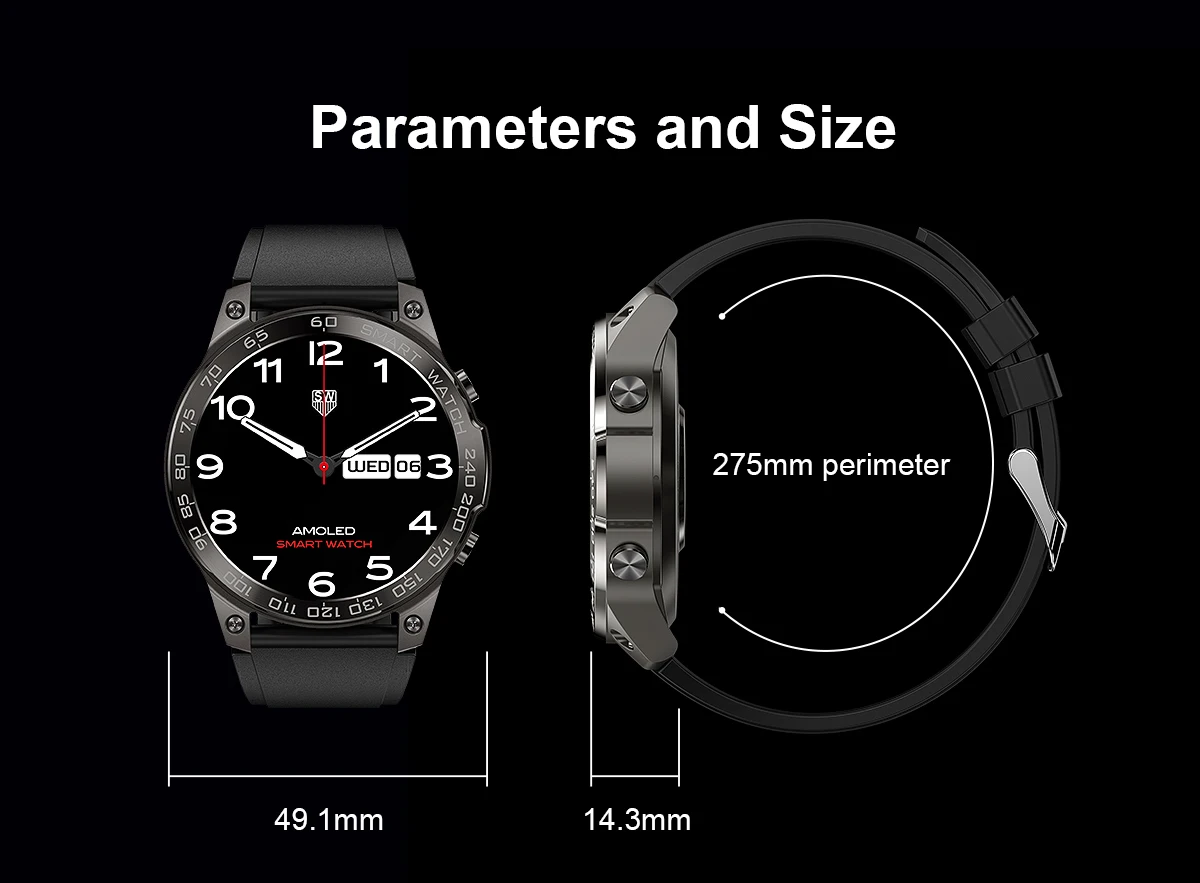 SENBONO DM50 AMOLED Smartwatch - IP68 Waterproof & Fitness