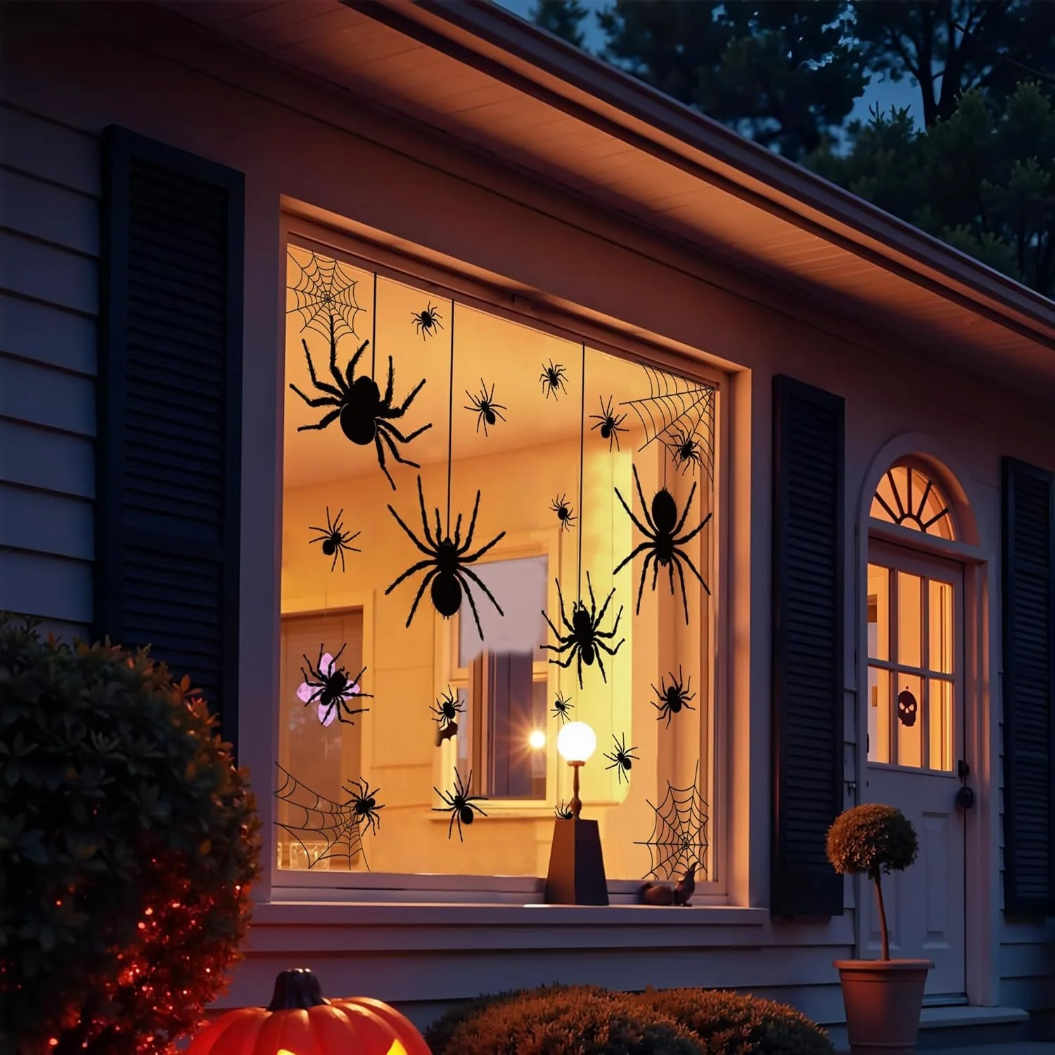 Halloween Window Clings Extra Large Black Spider Window Decals Scary ...