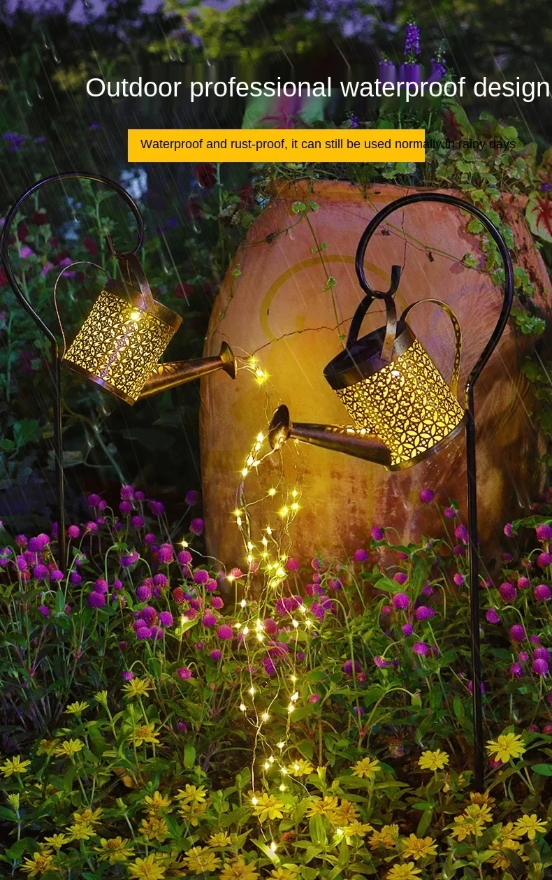 Solar Garden Light Outdoor - Waterproof Waterfall Lamp