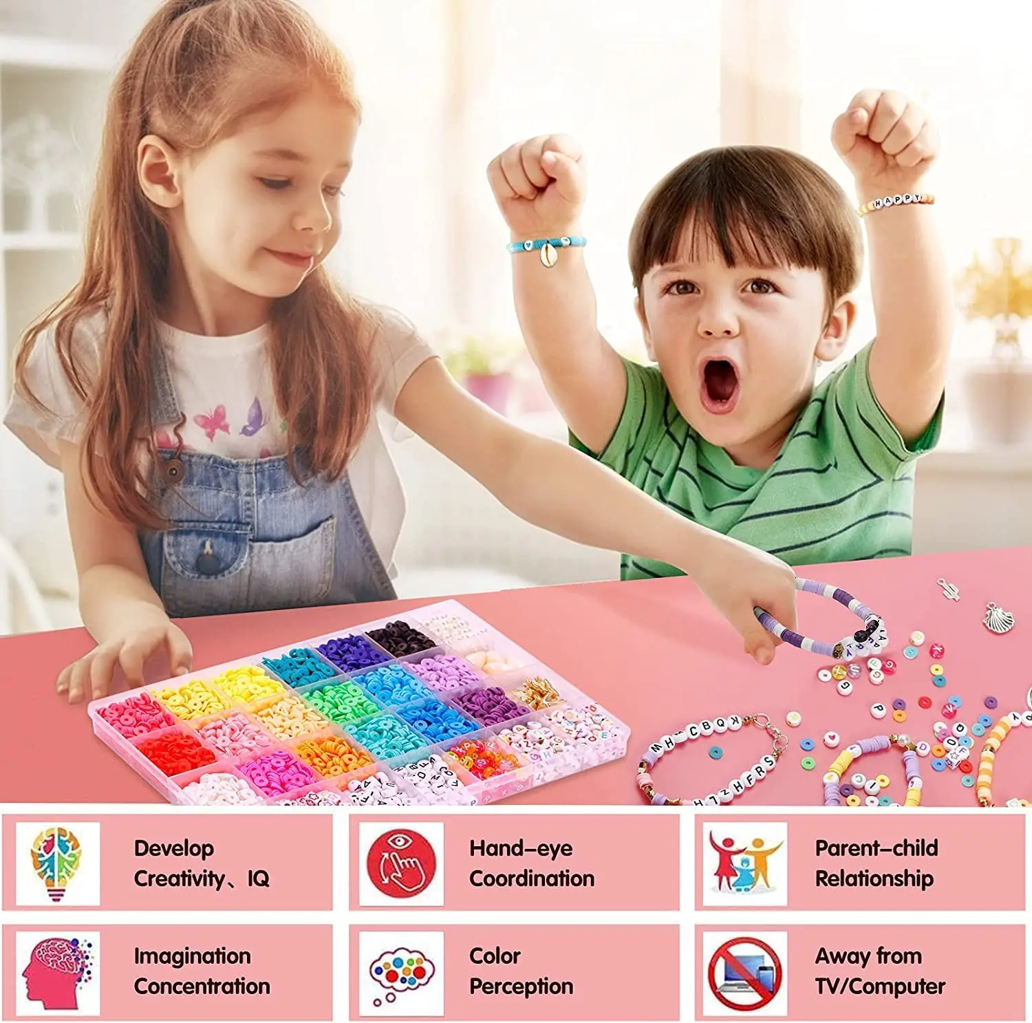 Custom Diy Tween Girls Beaded Bracelets Jewelry Making Kit Arts And ...