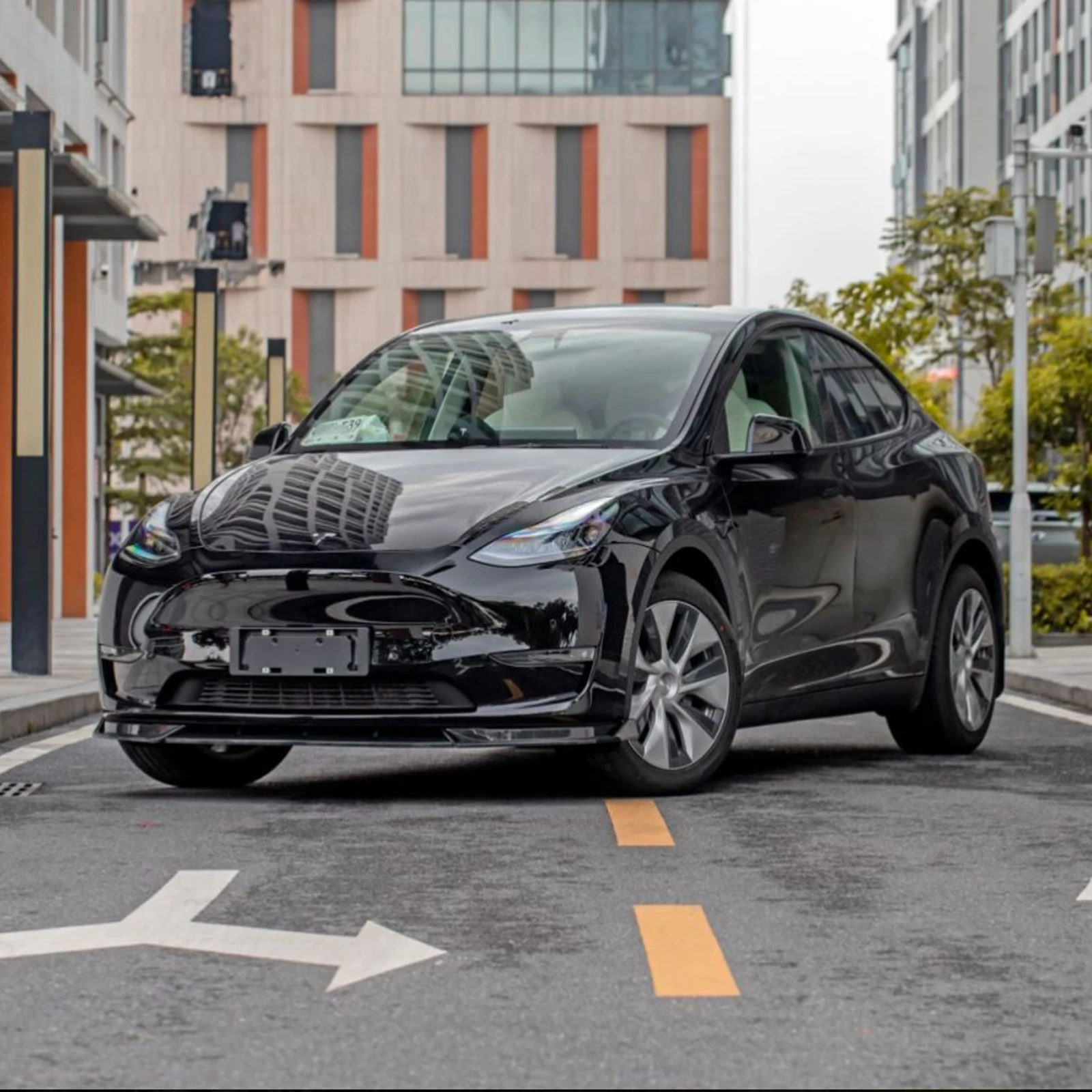 For Tesla Model Y Front Lip Pp Material Matte Black Front Spoiler Car ...