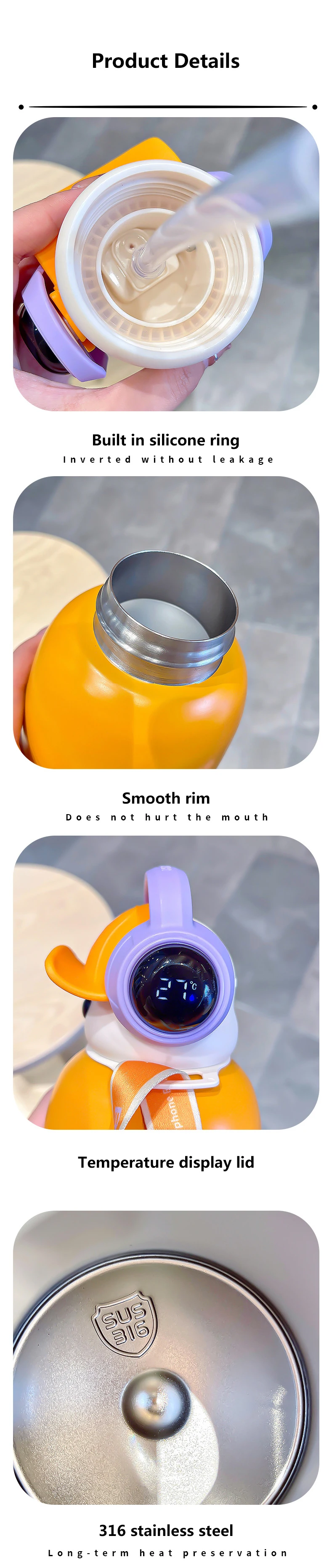 490ml Creative Cute Bear Shaped Thermos Cup Belly Cup For Children And ...